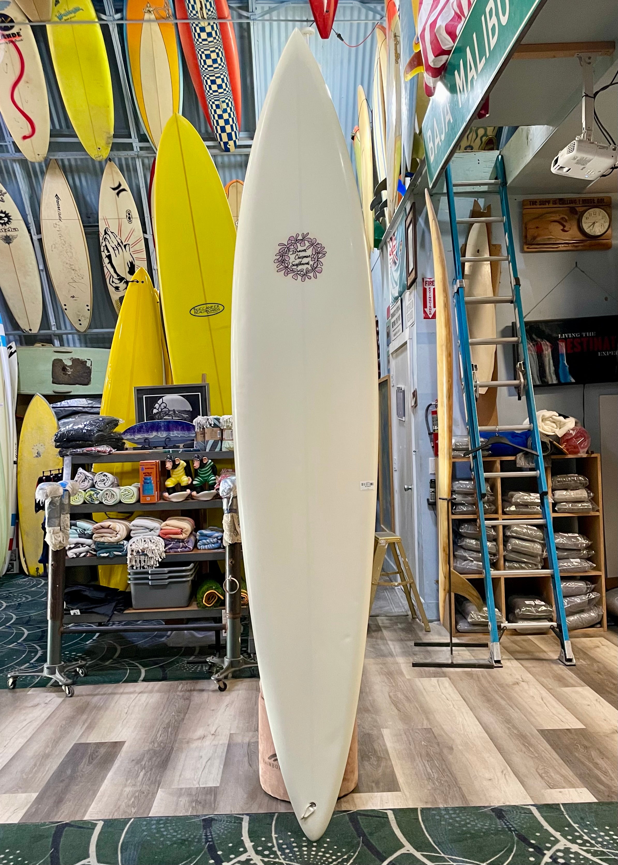 9'0 BREWER CHAPMAN SINGLE FIN - PIN - WHITE – Bird's Surf Shed